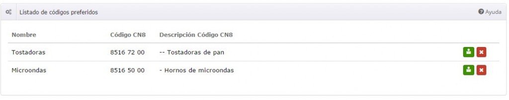 Códigos Preferidos • Programa Intrastat Online